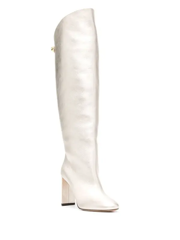 MAISON SKORPIOS Adrianna 90mm Knee-high Boots - Gold