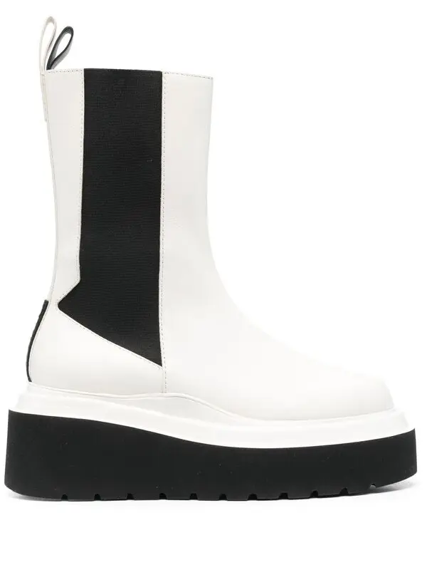 3JUIN Two-tone Wedge Chelsea Boots