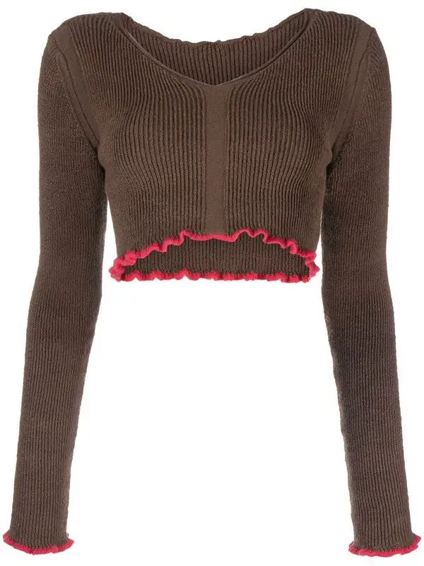 Jacquemus La Maille Santon Cropped Jumper - Brown