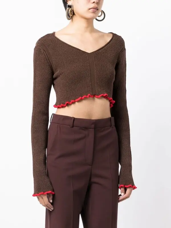 Jacquemus La Maille Santon Cropped Jumper - Brown