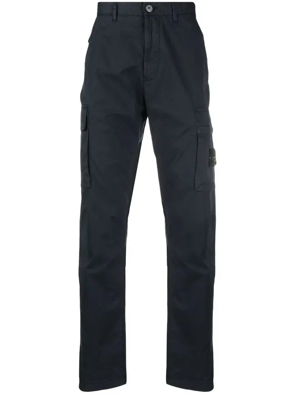 Stone Island Logo Patch Trousers - Blue