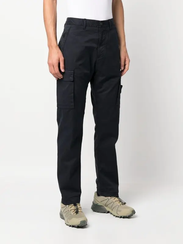 Stone Island Logo Patch Trousers - Blue