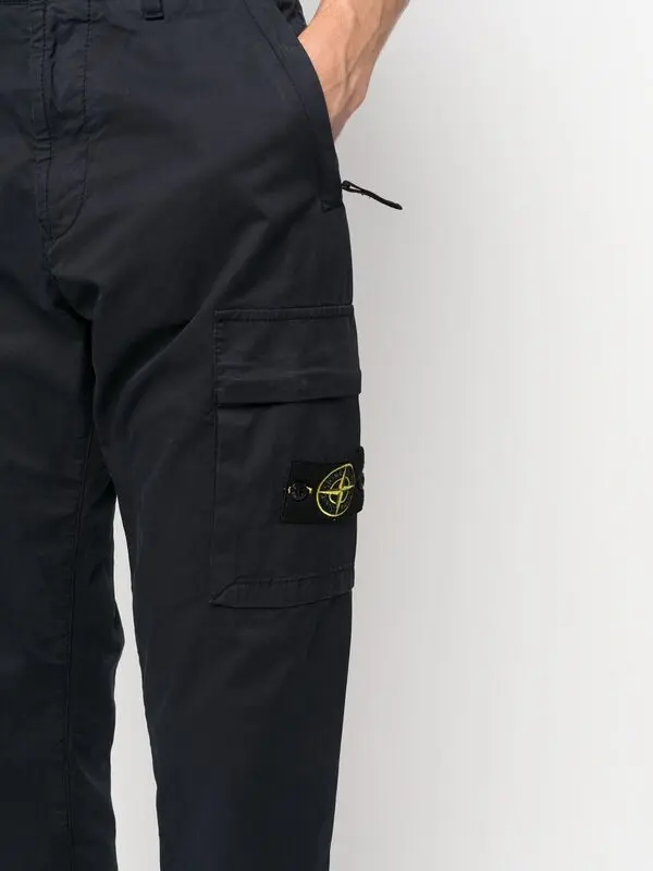 Stone Island Logo Patch Trousers - Blue