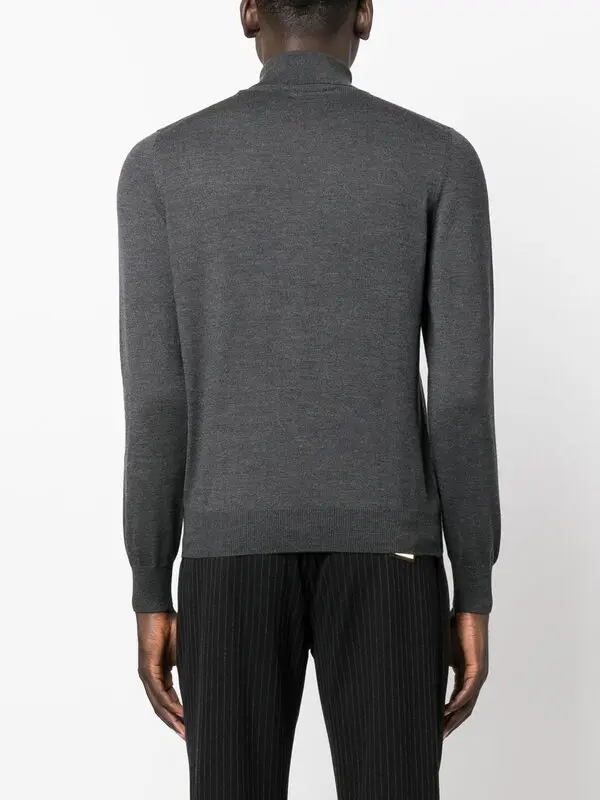 Tagliatore Virgin Wool Roll-neck Jumper - Grey
