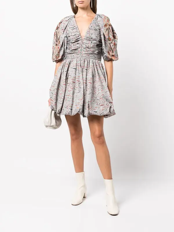 Ulla Johnson Marbled Ruched Dress - Grey
