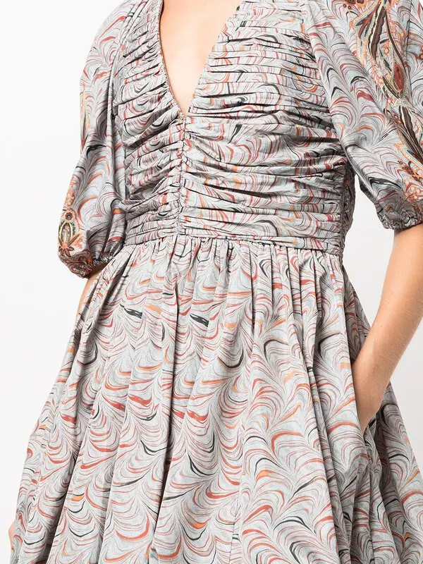 Ulla Johnson Marbled Ruched Dress - Grey