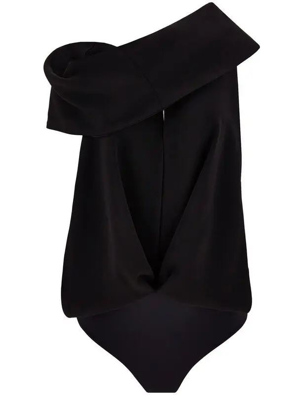 FERRAGAMO Cut-out Draped Bodysuit - Black