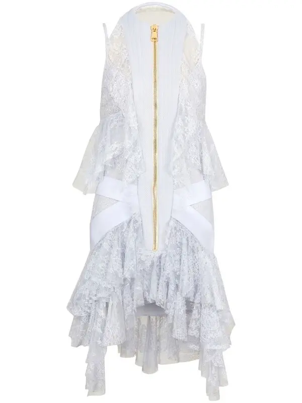 Balmain Lace-panelled Mini Dress - Grey