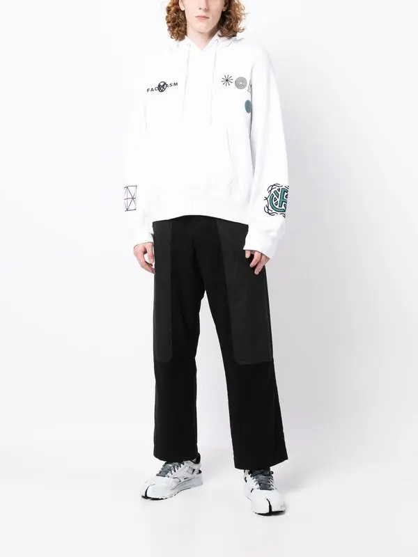 Facetasm Embroidered Drawstring Hoodie - White