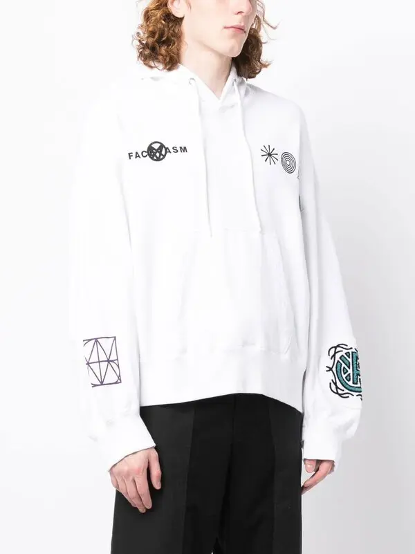 Facetasm Embroidered Drawstring Hoodie - White