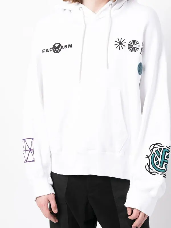 Facetasm Embroidered Drawstring Hoodie - White