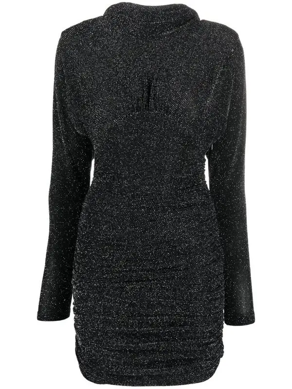 Saint Laurent Glittered Long Sleeve Mini Dress