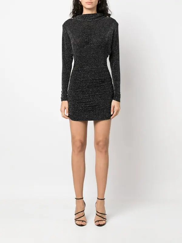 Saint Laurent Glittered Long Sleeve Mini Dress