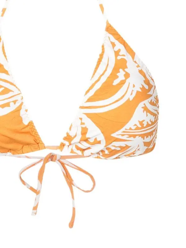 CLUBE BOSSA Leaf-print Halterneck Bikini Top - Yellow