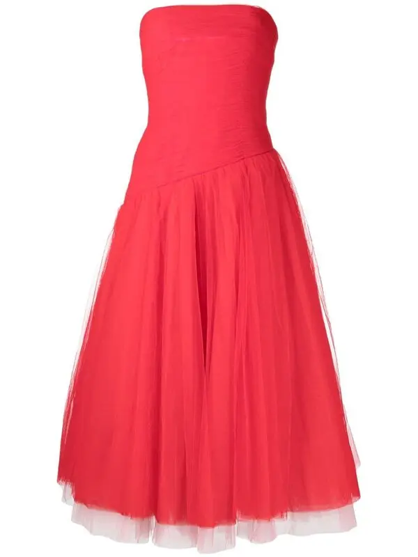 LEO LIN Rosalie Bustier Midi Dress - Red