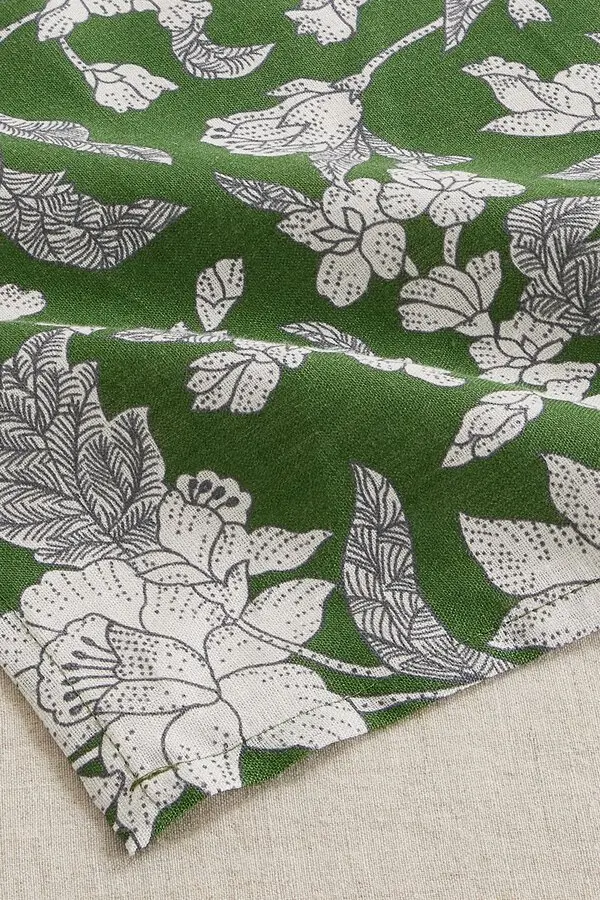 La DoubleJ Set Of Six Floral-print Linen Napkins - Green
