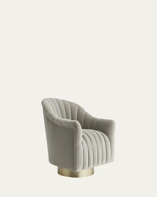 ARTERIORS Springsteen Velvet Swivel Chair - Gray