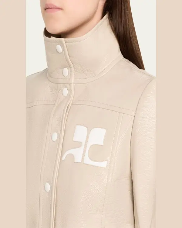 COURREGES Textured Vinyl Cropped Jacket - Chocolate