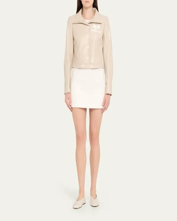 COURREGES Textured Vinyl Cropped Jacket - Chocolate
