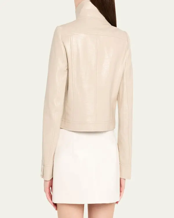 COURREGES Textured Vinyl Cropped Jacket - Chocolate