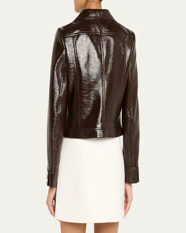 COURREGES Textured Vinyl Cropped Jacket - Chocolate