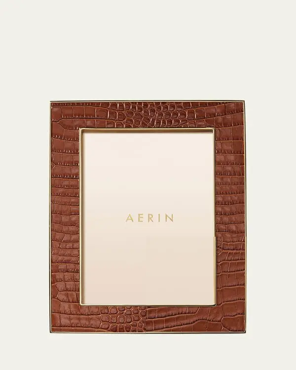 Aerin Classic Crocodile Leather Frame, 5x7 - Green