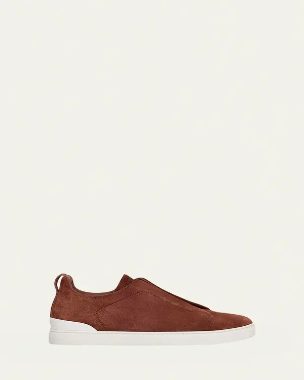 Zegna Triple Stitch Suede Sneakers - Medium Red