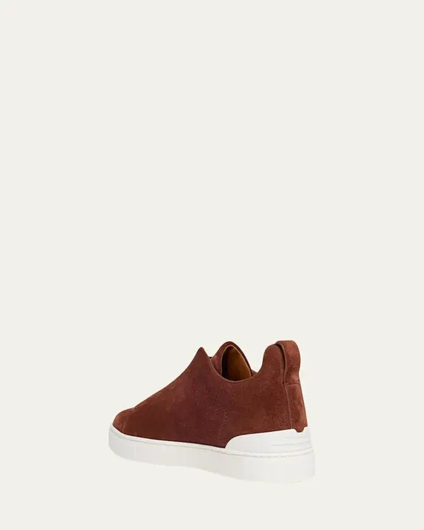 Zegna Triple Stitch Suede Sneakers - Medium Red