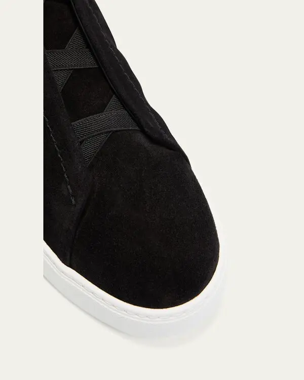 Zegna Triple Stitch Suede Sneakers - Medium Red