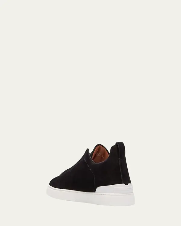 Zegna Triple Stitch Suede Sneakers - Medium Red