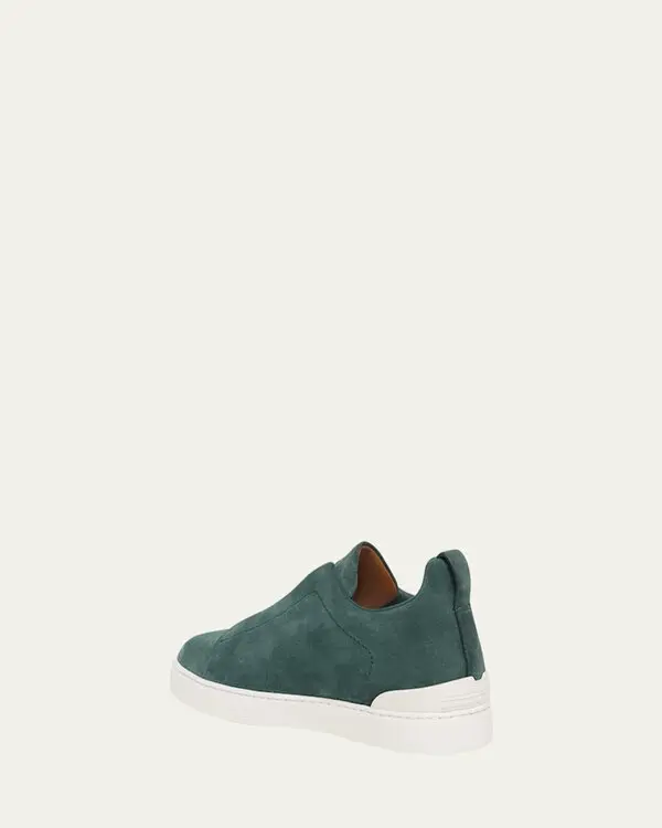 Zegna Triple Stitch Suede Sneakers - Medium Red