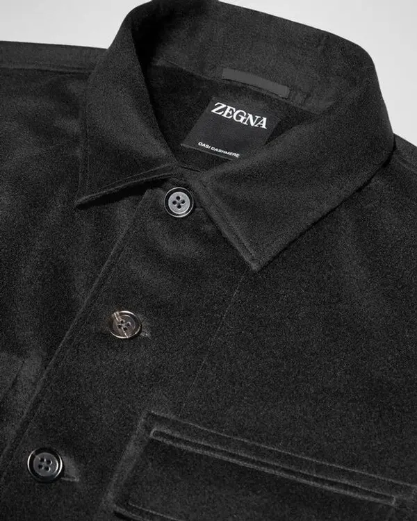 Zegna Apos;s Cashmere Overshirt - Black Solid