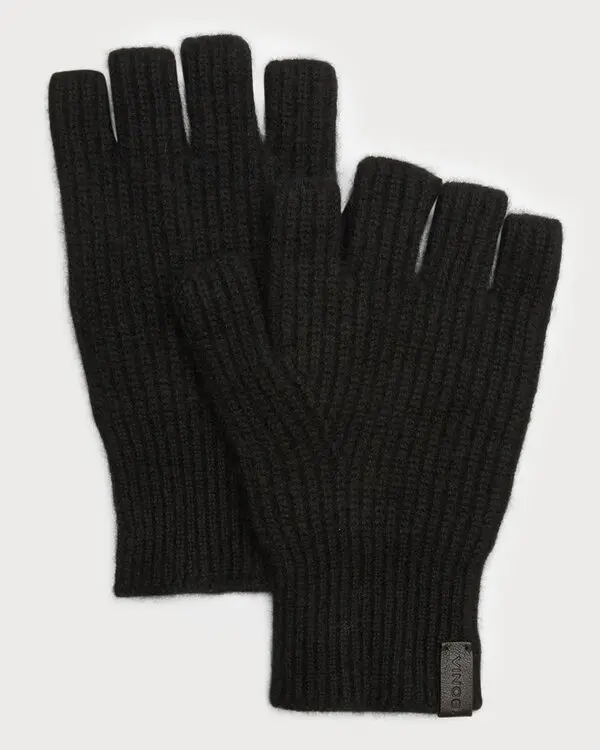 Vince Ribbed Cashmere Fingerless Gloves - Black
