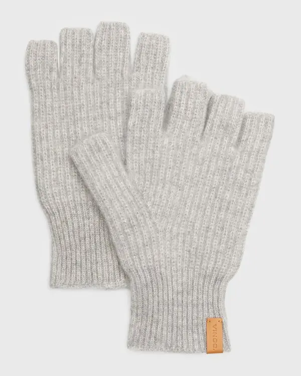 Vince Ribbed Cashmere Fingerless Gloves - Gray
