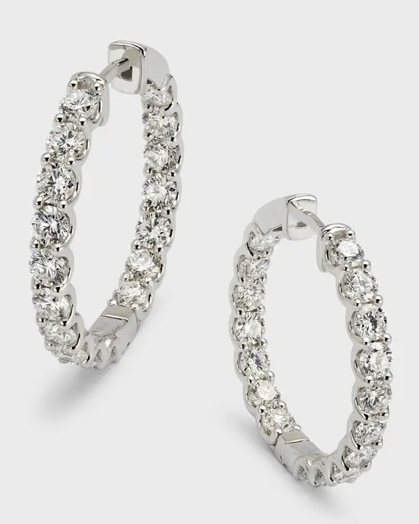 Neiman Marcus 18k Diamond Hoop Earrings - Wg