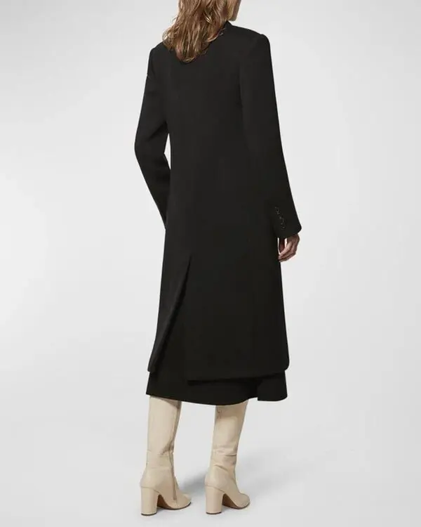 Another Tomorrow Cashmere Blend Tailored Peacoat - Black