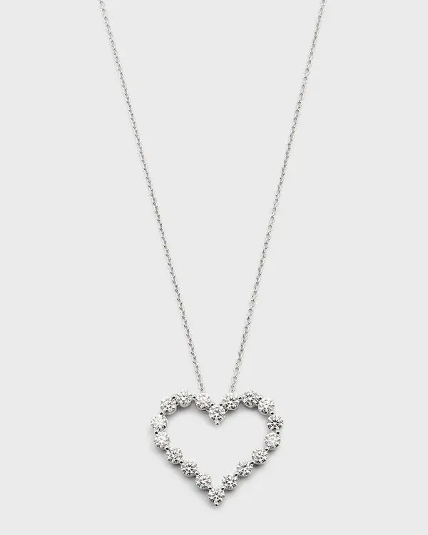 Neiman Marcus 18k White Gold 2.0ctw Heart Pendant Necklace - Diamond