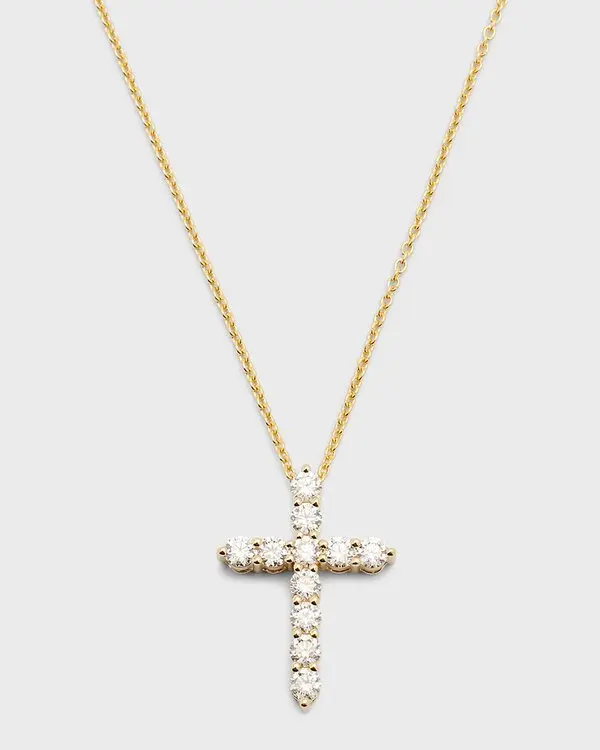 Neiman Marcus 18k Yellow Gold Round Cross Pendant - Diamond