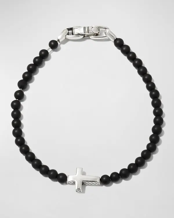 David Yurman Spiritual Beads Cross Station Bracelet - Black Onyx