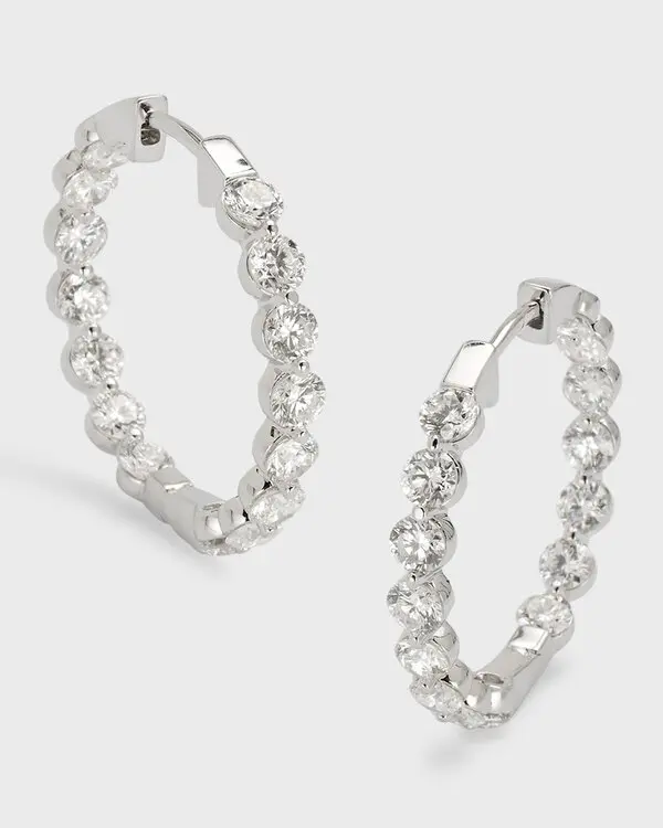 Neiman Marcus 18k Diamond Hoop Earrings - White Gold