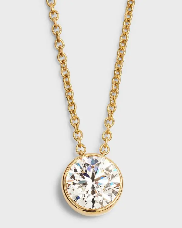 Neiman Marcus 18k Yellow Gold Round Pendant Necklace - White Gold