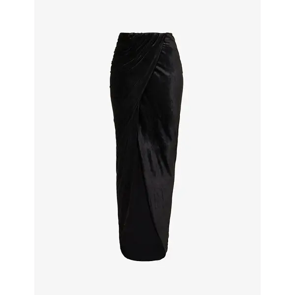 Rick Owens Lillies Vered Draped Velour Maxi Skirt
