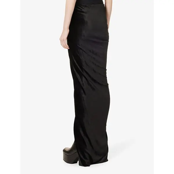 Rick Owens Lillies Vered Draped Velour Maxi Skirt