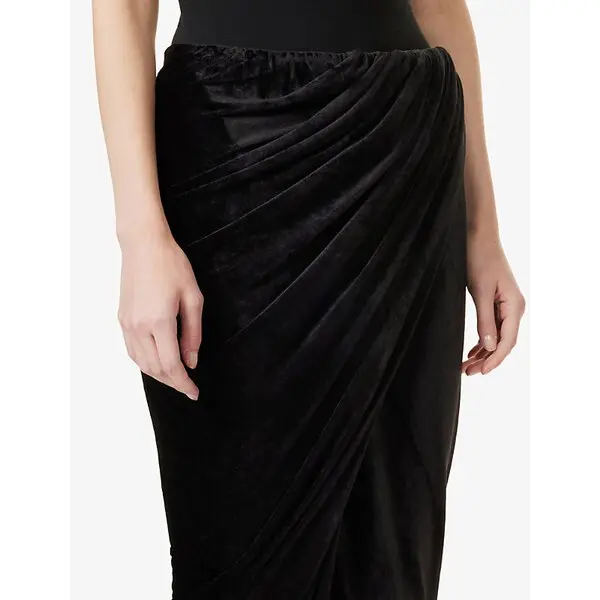 Rick Owens Lillies Vered Draped Velour Maxi Skirt