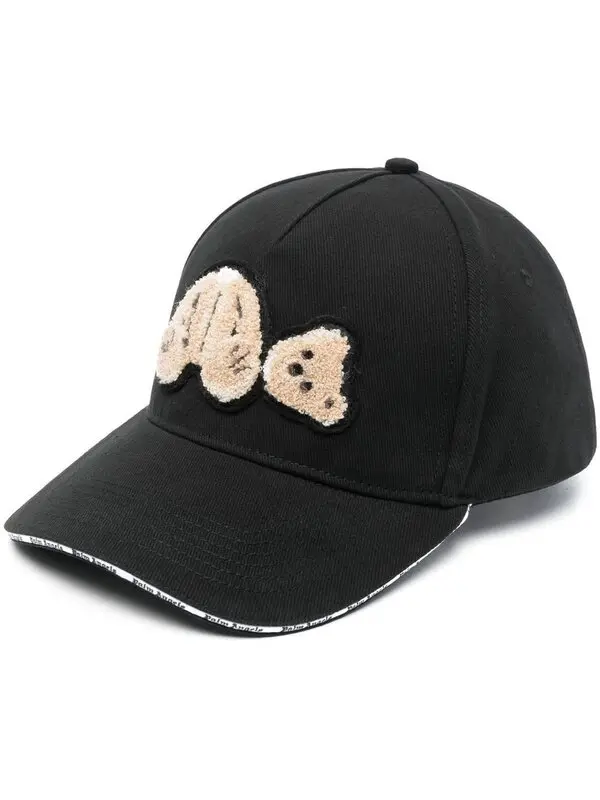 Palm Angels Black Cotton Teddy Bear Baseball Cap