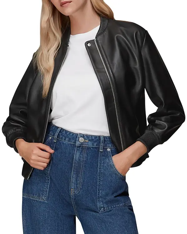 Whistles Laura Leather Bomber Jacket