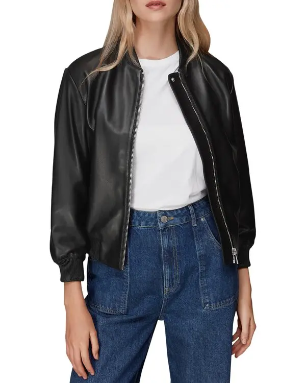Whistles Laura Leather Bomber Jacket