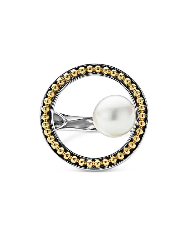 Lagos 18k Yellow Gold & Sterling Silver Pearl Ring - Silver/gold