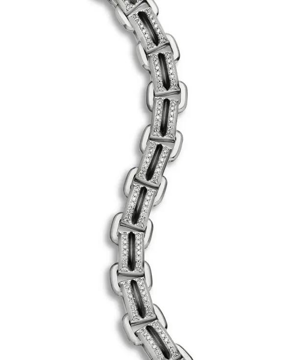 David Yurman Sterling Silver Diamond Link Bracelet - Black/silver