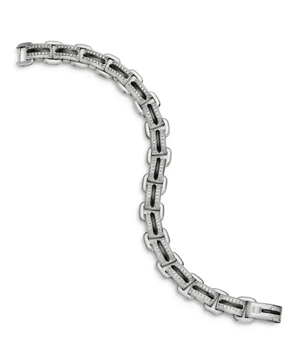 David Yurman Sterling Silver Diamond Link Bracelet - Black/silver